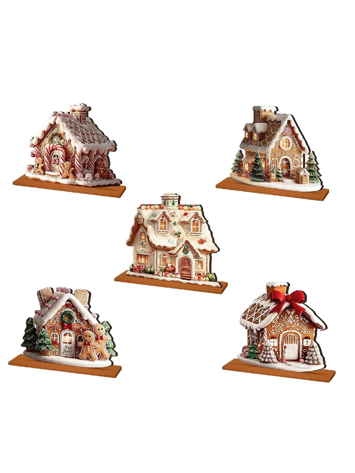 Миниатюрные имбирные деревенские домики Имбирные фигурки Рождественские украшения