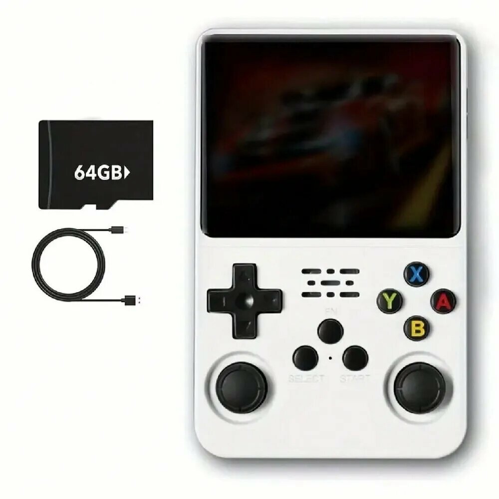 R36S Ретро портативная игровая консоль, Белый 64G