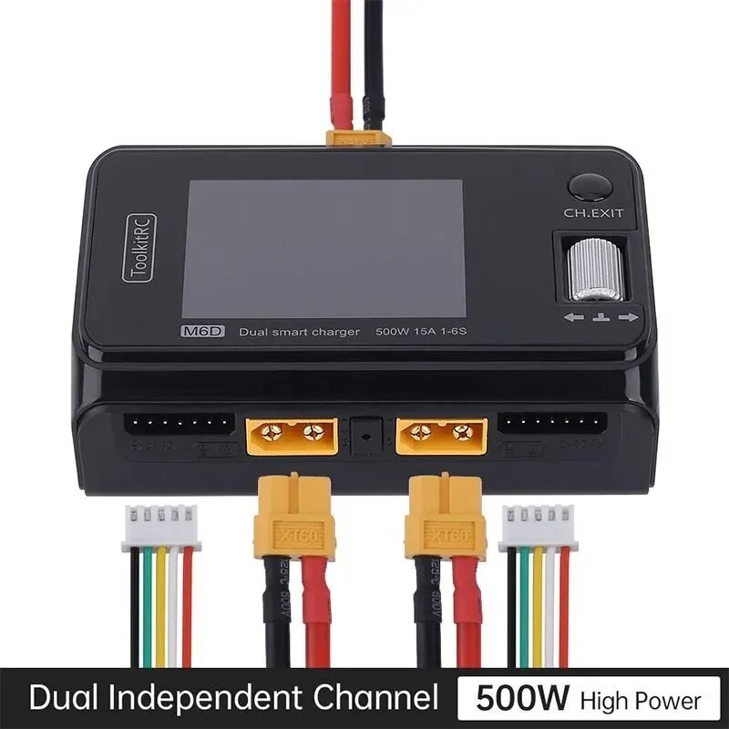 ToolkitRC M6D Dual Smart Charger 500W 15A 1-6S Зарядное устройство для радиоуправляемой модели