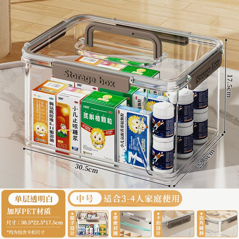 Домашняя многослойная портативная аптечка, семейная большая емкость для хранения, большая аптечка, прозрачная пластиковая аптечка