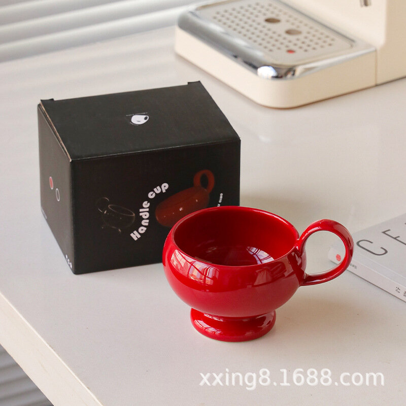 Уникальная кофейная чашка, красная кружка, чашка для воды для пары, оригинальная керамическая чашка с ручкой в стиле Аладдина, премиум-класс в стиле Ins.