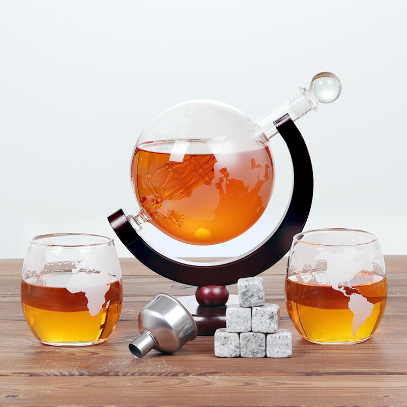 Глобус Декантер Парусник Виски Стеклянная Бутылка Разделитель с Карта Винный Набор Подарок