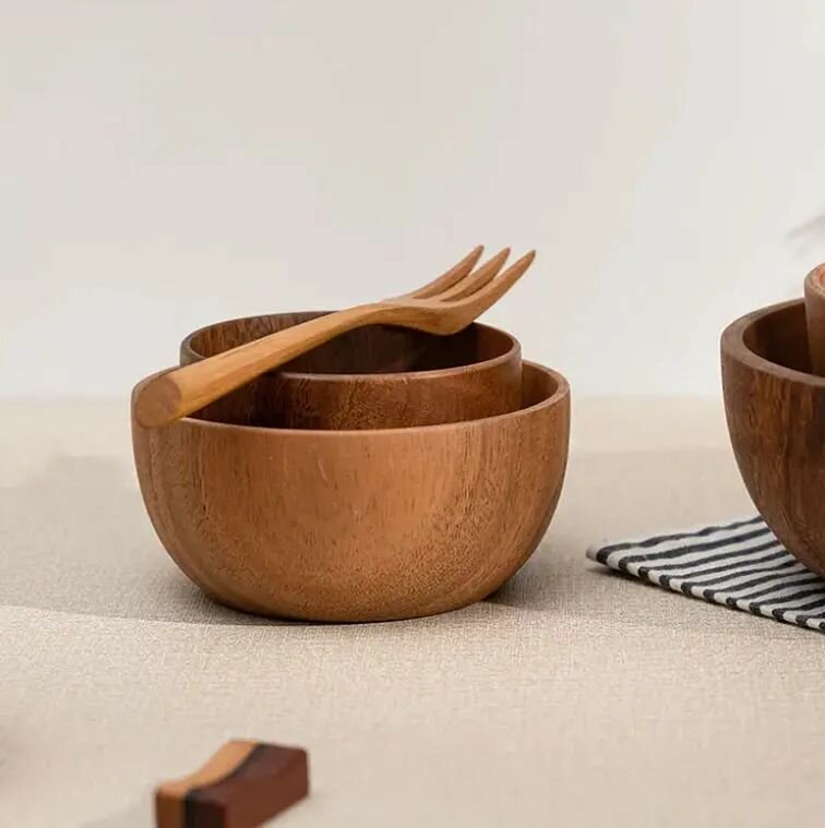 Чашка глубокая деревянная, миска, массив акации, 10х10х6,5 см