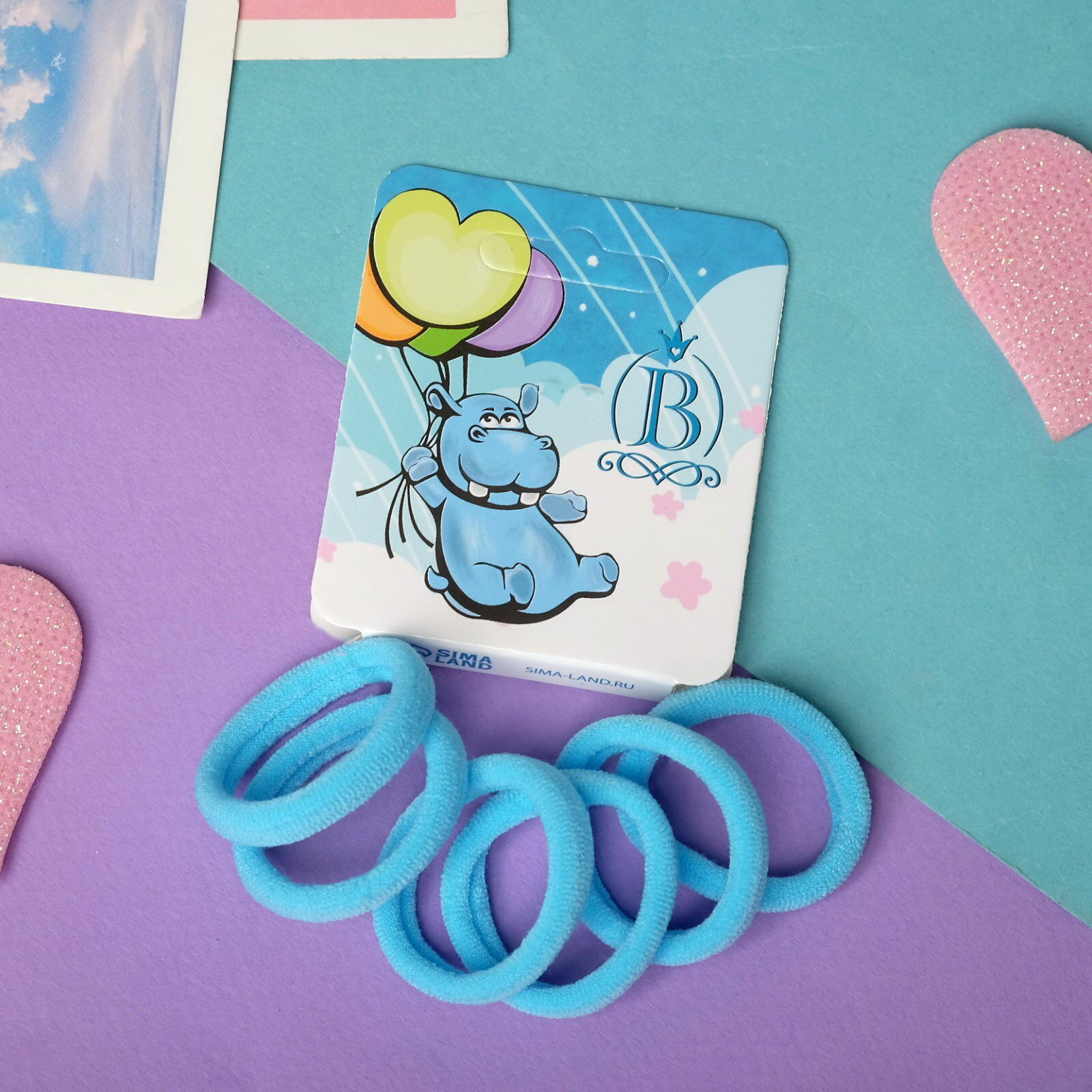 Резинки для волос "Радуга", набор 6 шт, голубые, для кого: для девочек, 12 шт.