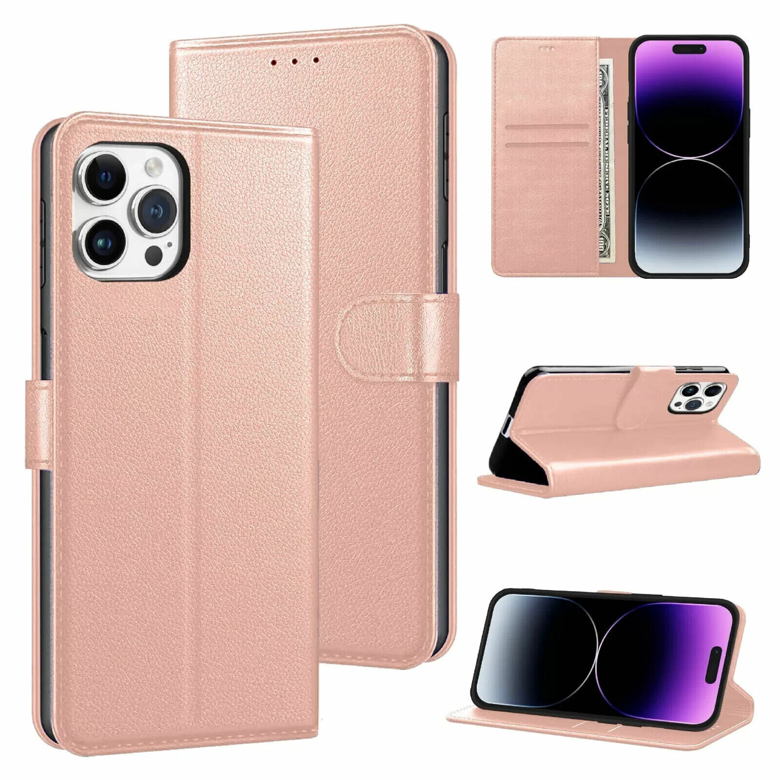 Кожаный чехол-книжка для карточек iPhone 16e SE 7 8 15 Pro Max 14 13 12 16 Pro 15 Slim Protective Cover