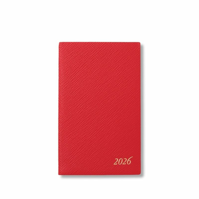 Smythson Ежедневник 2026 Panama Weekly Diary with Pocket, Scarlet Red