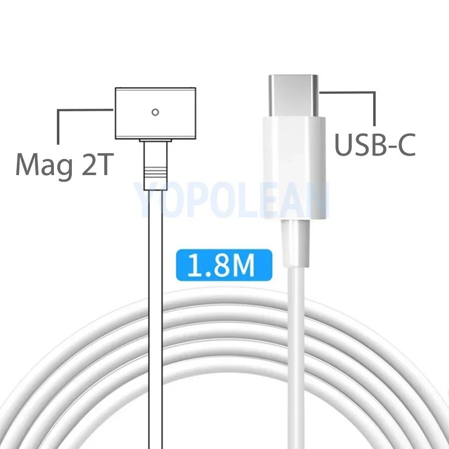 FAXDEVERY Кабель USB C Type C к MagSafe для Macbook Pro/Air 45 Вт/60 Вт/85 Вт USB-C to Mag2 T