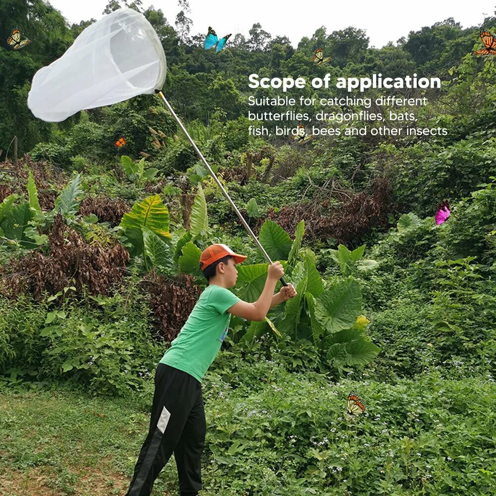 Телескопический сачок, Сачок для ловли бабочек, Портативный телескопический для детей и взрослых