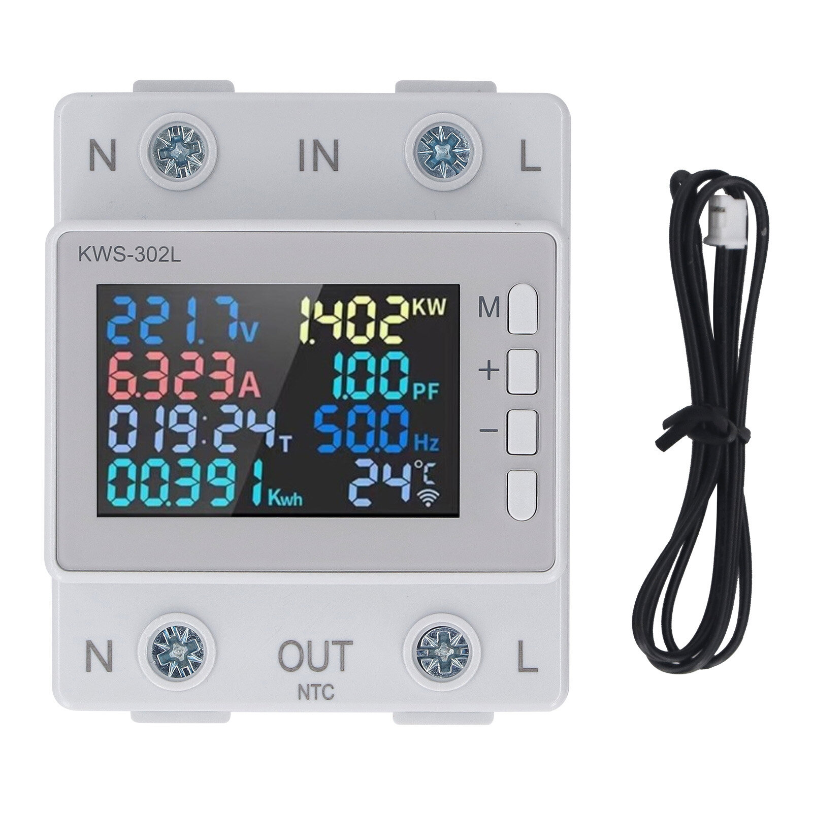 Однофазный счетчик электроэнергии с цветным ЖК-дисплеем, многофункциональный вольтметр, амперметр с защитой от отключения электроэнергии, 63 А.