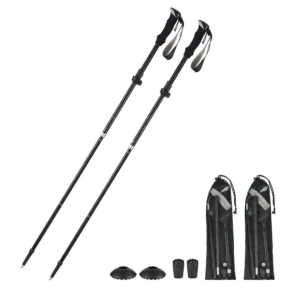 2 шт Треккинговые Палки Легкие Разборные Пятиярусные Палки для Хайкинга Кампинга Пеших Походов, Черный, Длина 110-130см, Размер Для Хранения 36см, Вес 265г, Материал Алюминиевый Сплав, В комплект Входят: 2 Палки, 2 Резиночных Капы, 2 Снежных Каркаса, 1
