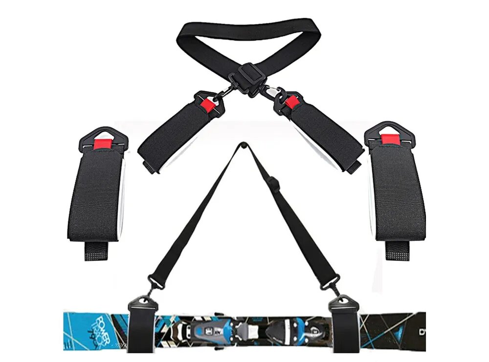 Ремни связка для переноса лыж и палок на липучке