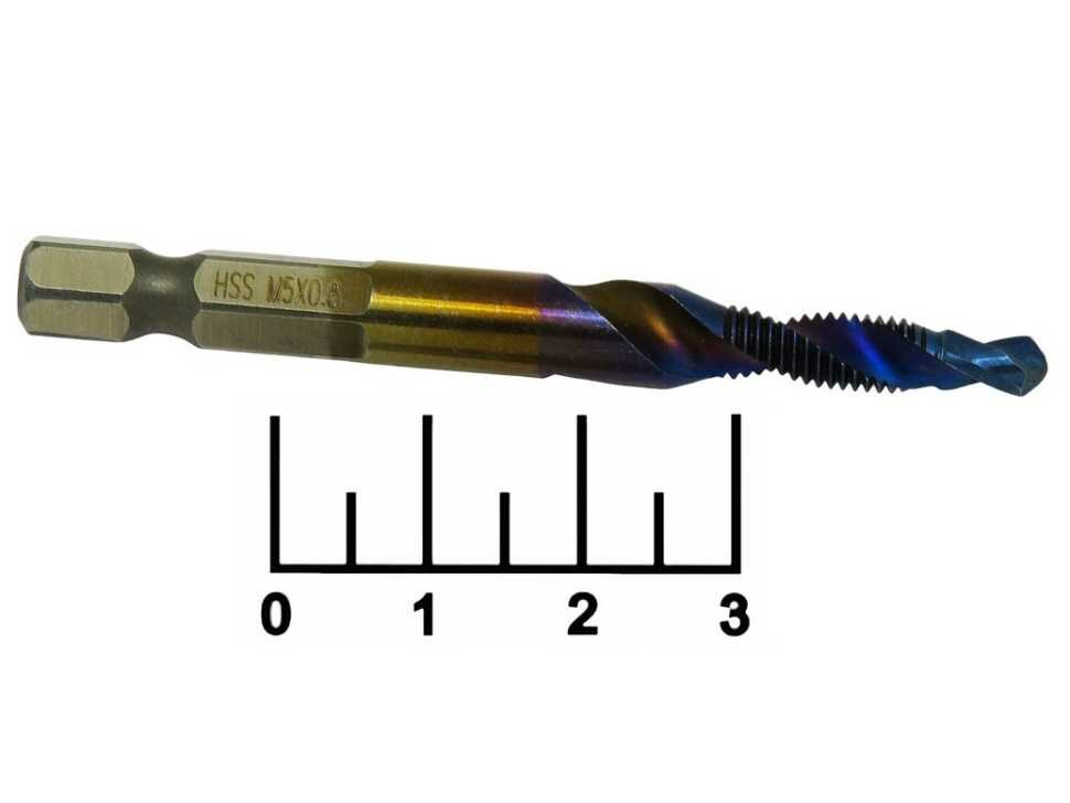 Сверло-метчик М5*0.8*68 HSS Blue