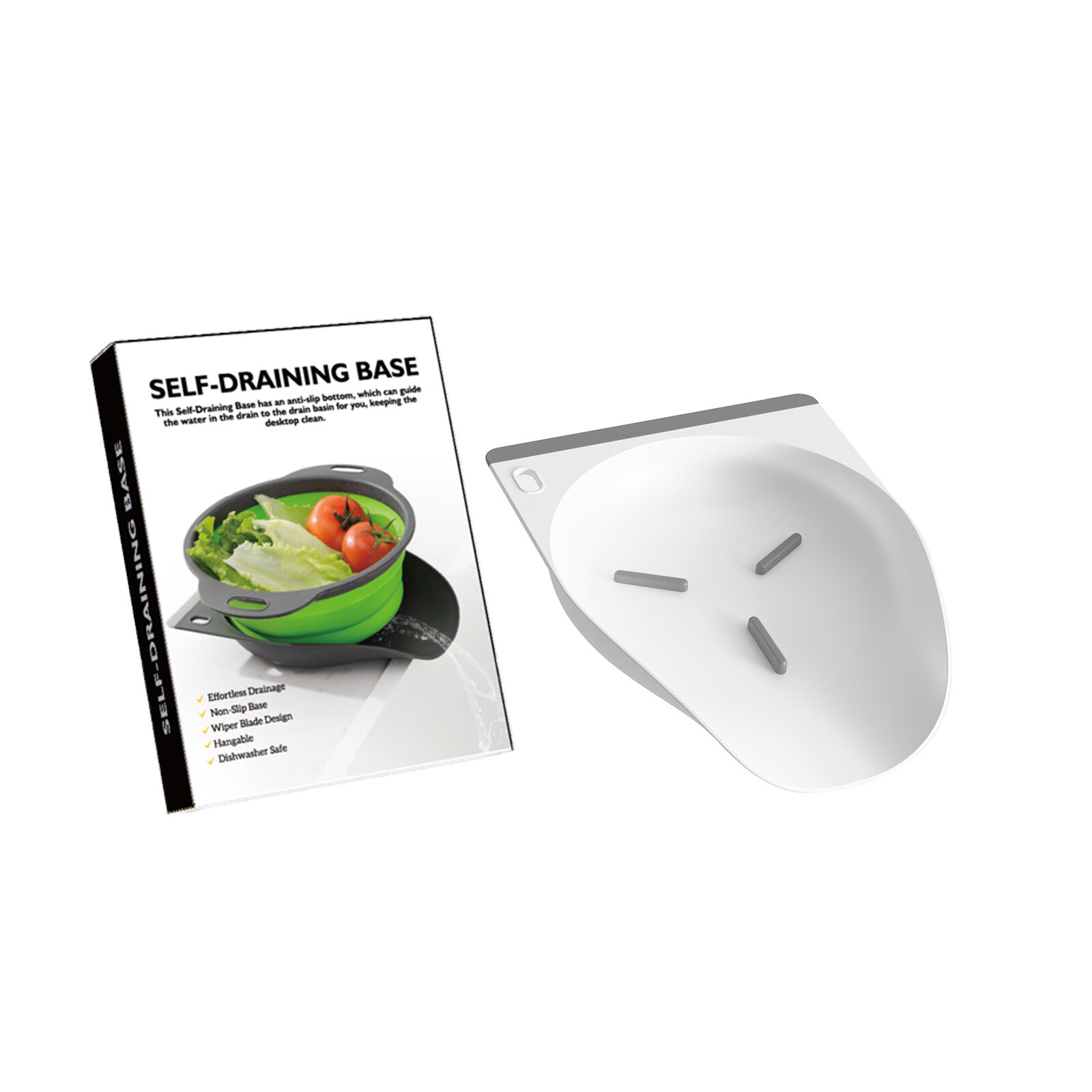 Складная корзина для слива с скребком и направляющим для воды, круглая пластиковая корзина для фильтрации воды для мытья фруктов и овощей