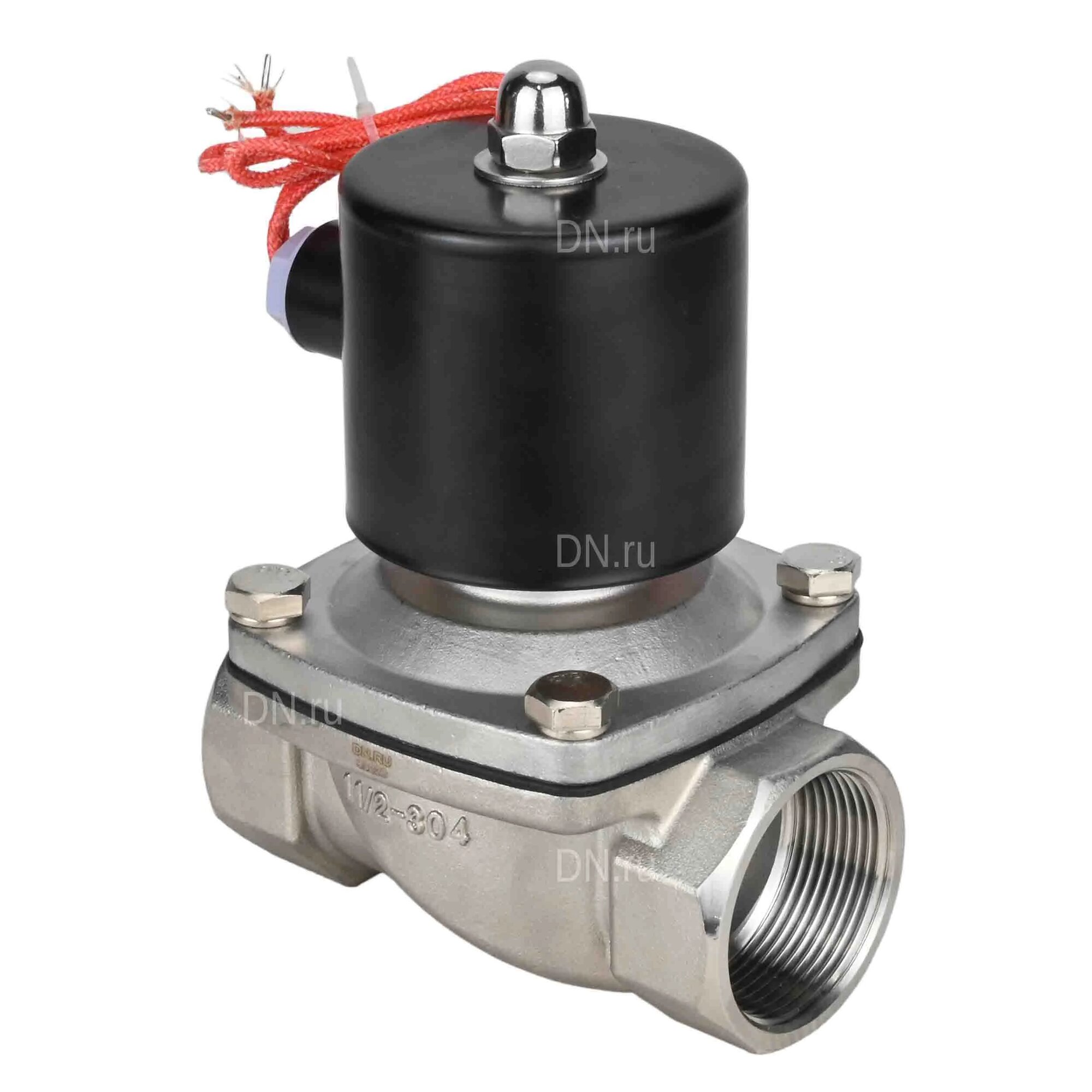 Клапан электромагнитный соленоидный двухходовой DN.ru VS2W-101N-NC Ду25 Ру10 проходное сечение 25, корпус сталь SS304, прямого действия, присоединение внутренняя резьба 1, нормально-закрытый (НЗ), уплотнение NBR, катушка 220В
