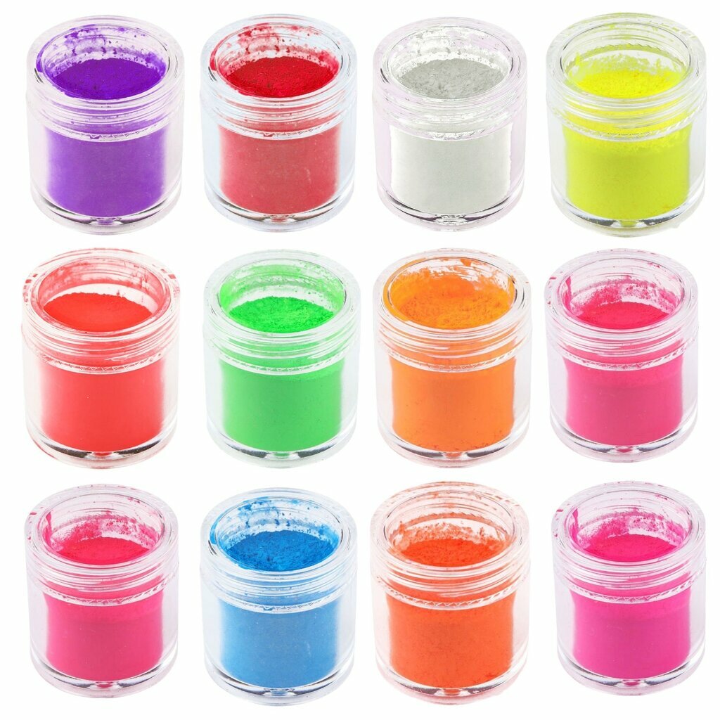 Упаковка из 12 Ярких Флуоресцентных порошков для ювелирных изделий Art Craft