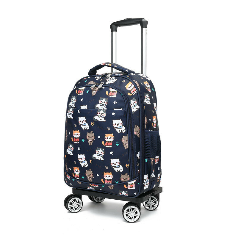 Рюкзак и тележка, двойное использование, школьная сумка для учеников начальных и средних классов, сумка для коротких поездок с подъемом по лестнице, рюкзак с двойными плечевыми ремнями, универсальный чемодан на колесах