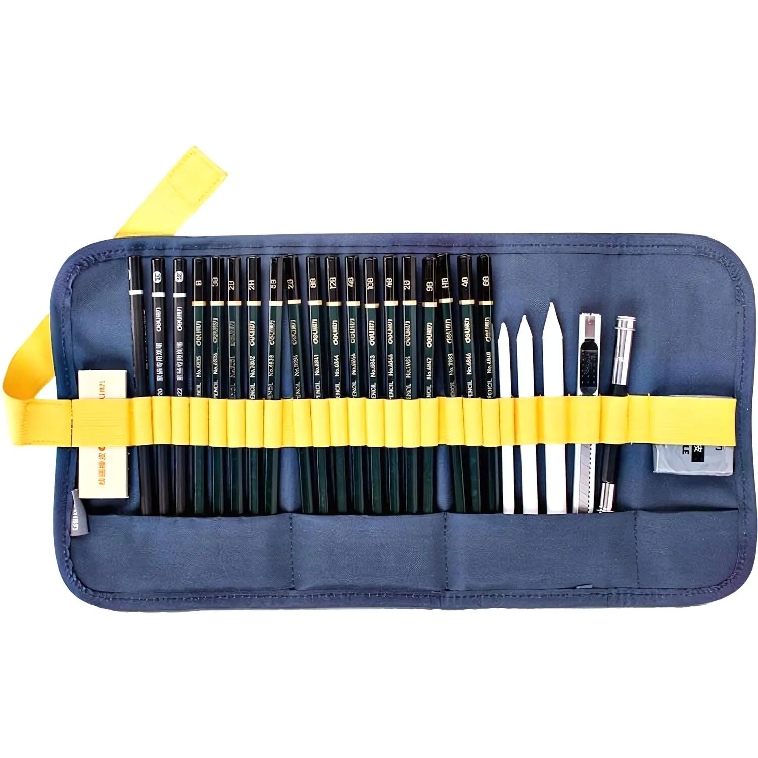 Набор карандашей чернографитовых Deli 2H-12B c угольн. каранд. 27шт 58125