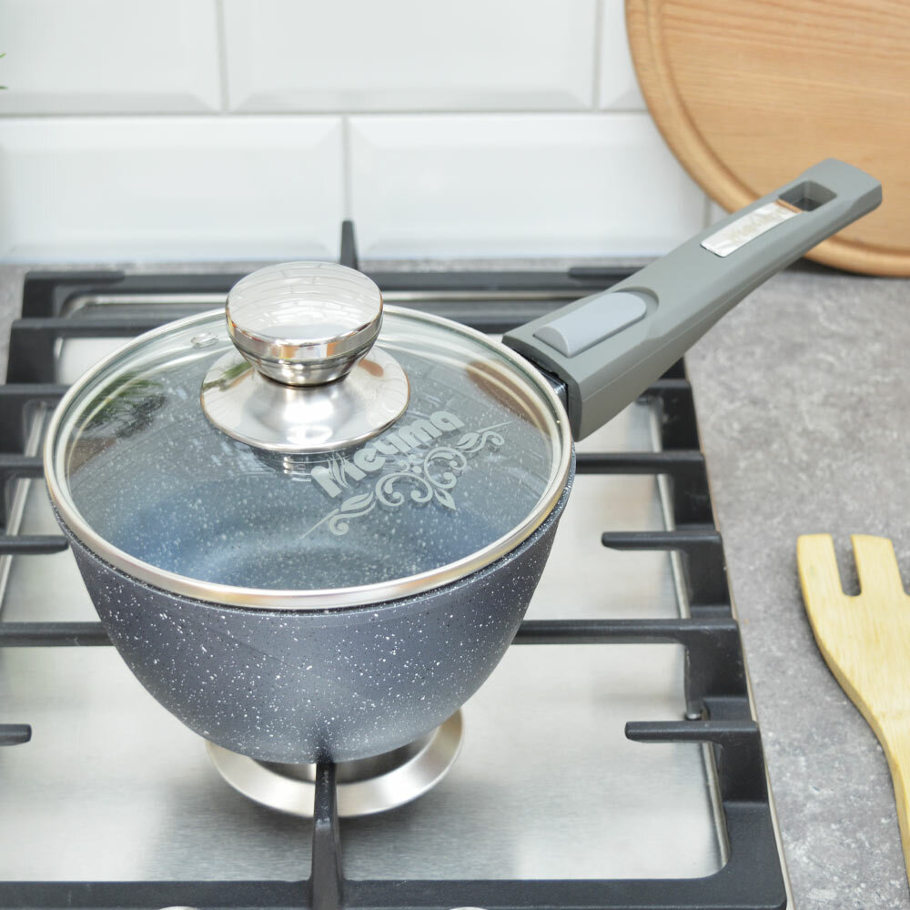 Ковш 1.2л Гранит со съемной ручкой и стеклянной крышкой