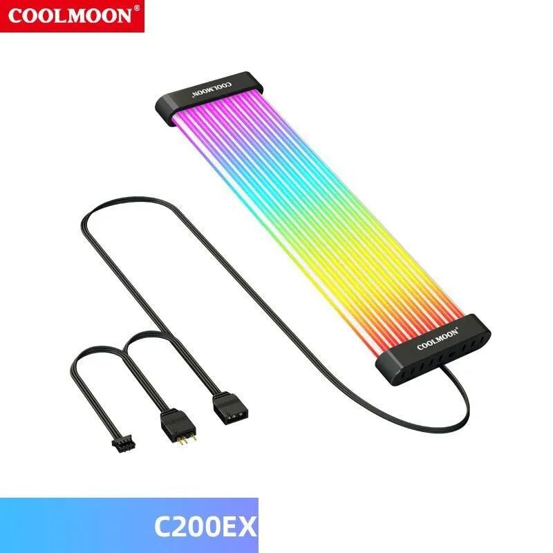 PC 24PIN Защита кабеля питания ARGB Светящийся неоновый кабель C200EX, black