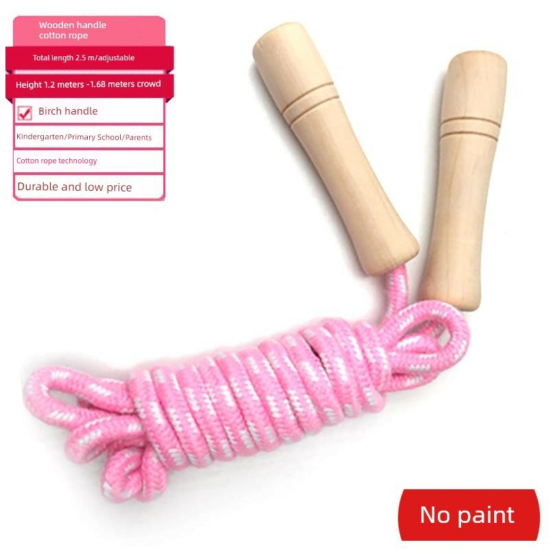 Детская хлопковая скакалка, деревянная скакалка для двойного прыжка, джутовая веревка, соревновательная рукоятка,