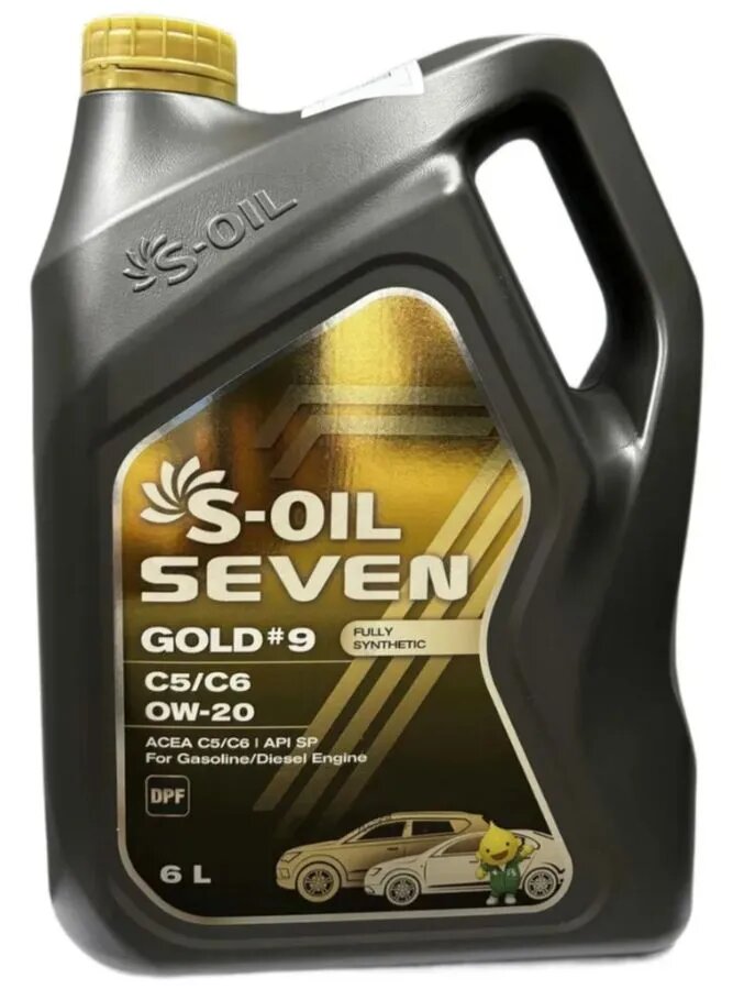 Моторное масло S-Oil Seven Gold #9, синтетическое, 0W-20, ACEA C5, C6, API SP, 6 л