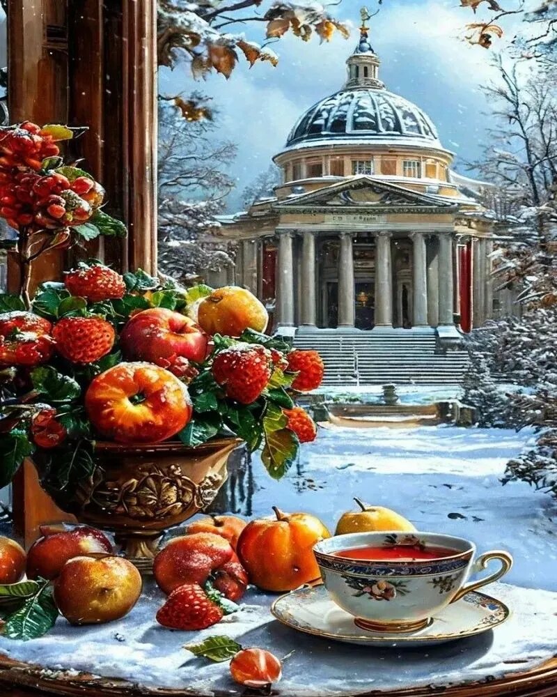 Алмазная Мозаика "Натюрморт С Яблоками" 40x50 См Алмазная Вышивка / Картина Стразами Подарков / Украшения