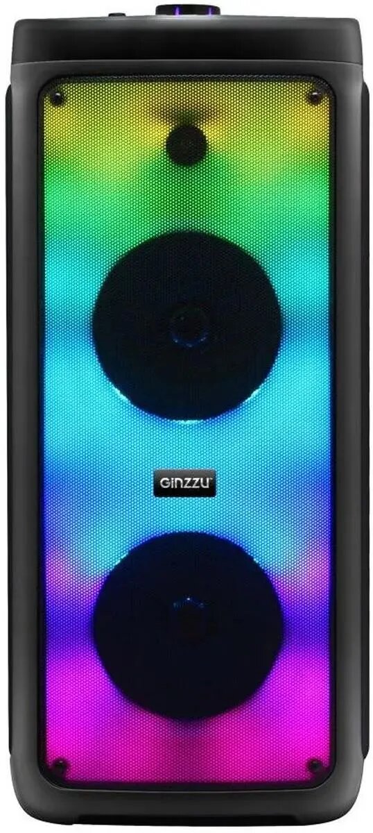 Музыкальный центр Ginzzu GM-218, 56Вт, с караоке, Bluetooth, FM, USB, micro SD, черный,