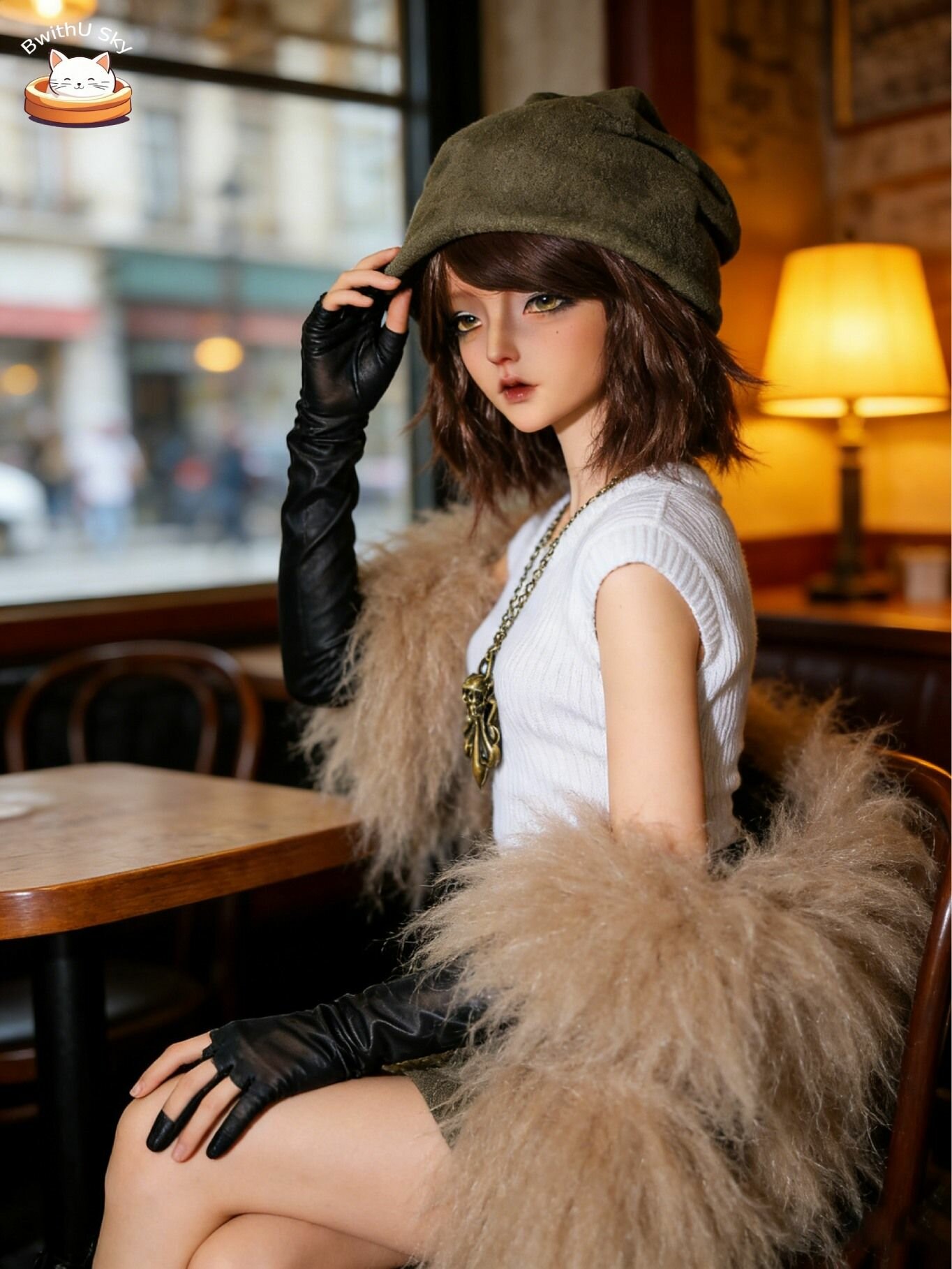 BwithUSky XuanYa 1/4 BJD Кукла: Стильный Уличный Наряд (Меховые Детали + Шорты Милый и Крутой Лук)