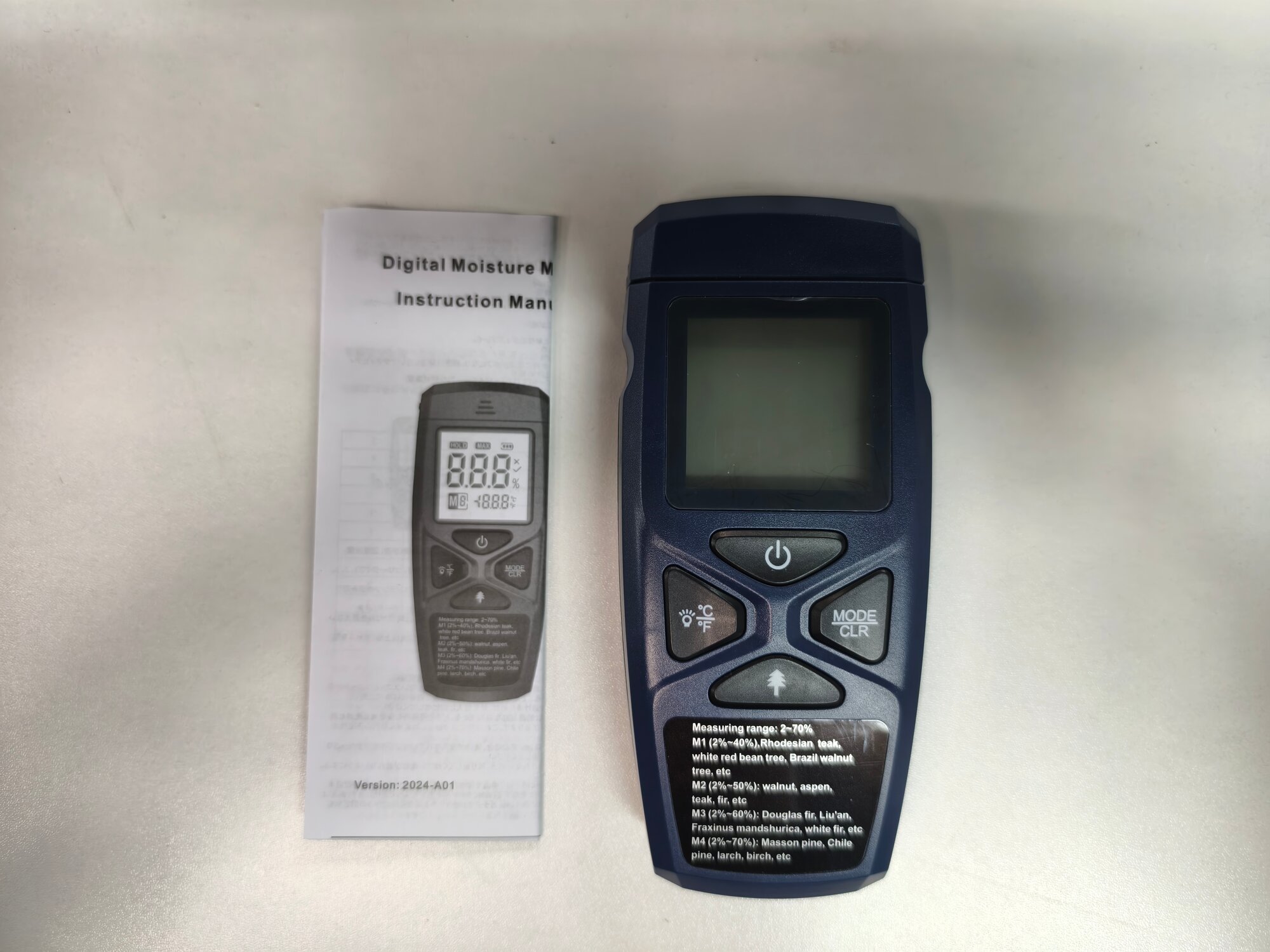 Термометр-влагомер для древесины, бумаги, бамбука, трав, с ЖК-дисплеем, высокой точностью и быстрым откликом, функцией удержания данных, индикацией низкого заряда батареи, 4 диапазонами измерения, черный.