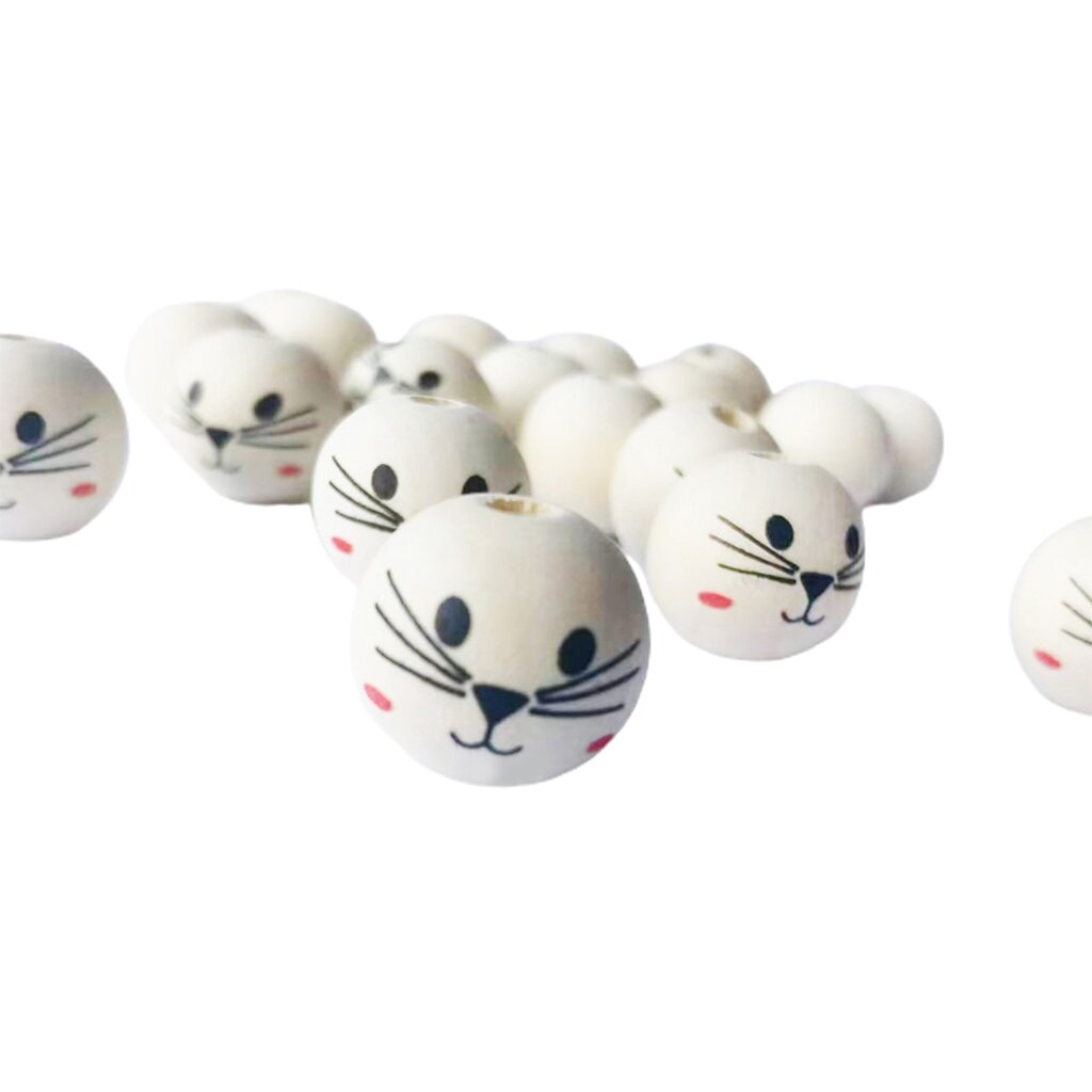 Деревянные бусины smiley cat цвета бревна 50 шт, 20 мм