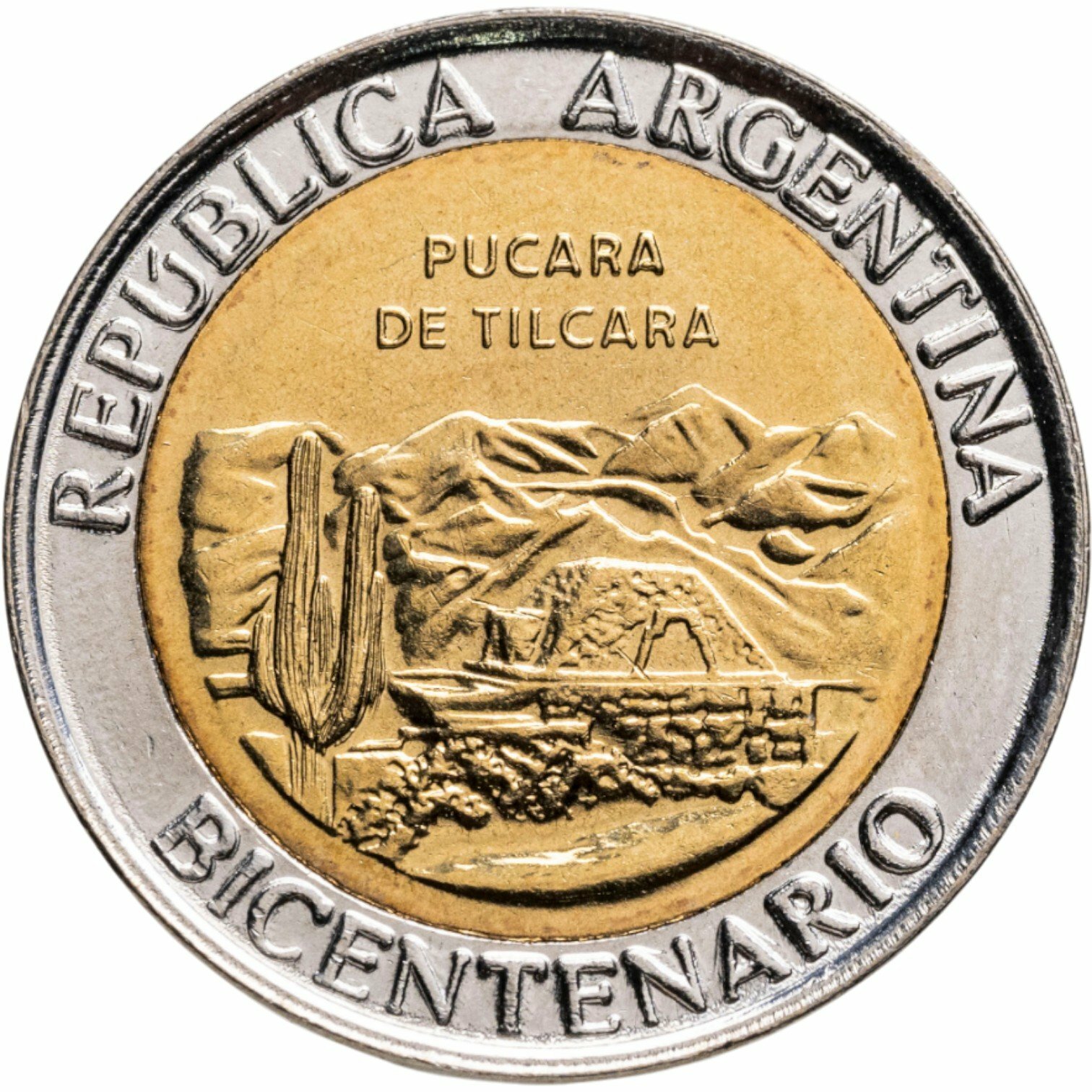 Аргентина 1 песо peso 2010 200 лет Аргентине - развалины крепости Пукара около г Тилькара, Биметалл, в сохранности UNC