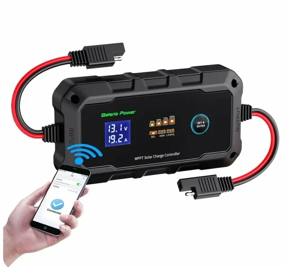 20A 12V/24V MPPT беспроводной солнечный контроллер заряда, Bateria Power интеллектуальный регулятор солнечной панели 20 Amp BT APP