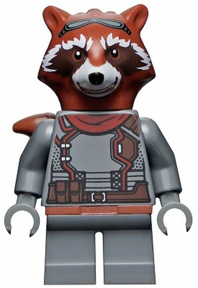 Минифигурка Lego sh0742 Rocket Raccoon - Dark Bluish Gray Outfit, Reddish Brown Head