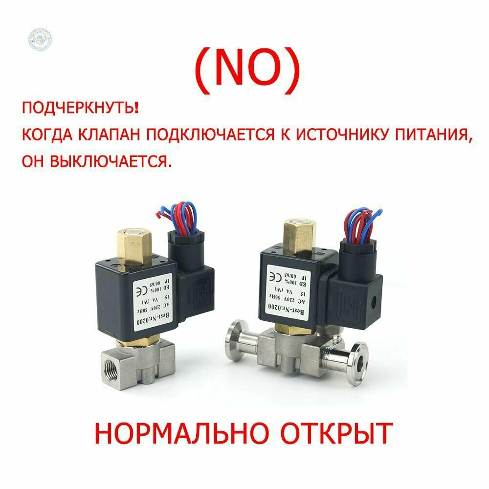 Электромагнитный клапан 1/4 дюйма DN8 из нержавеющей стали, нормально открытый, для воды и газа, надёжное запорное устройство 12V