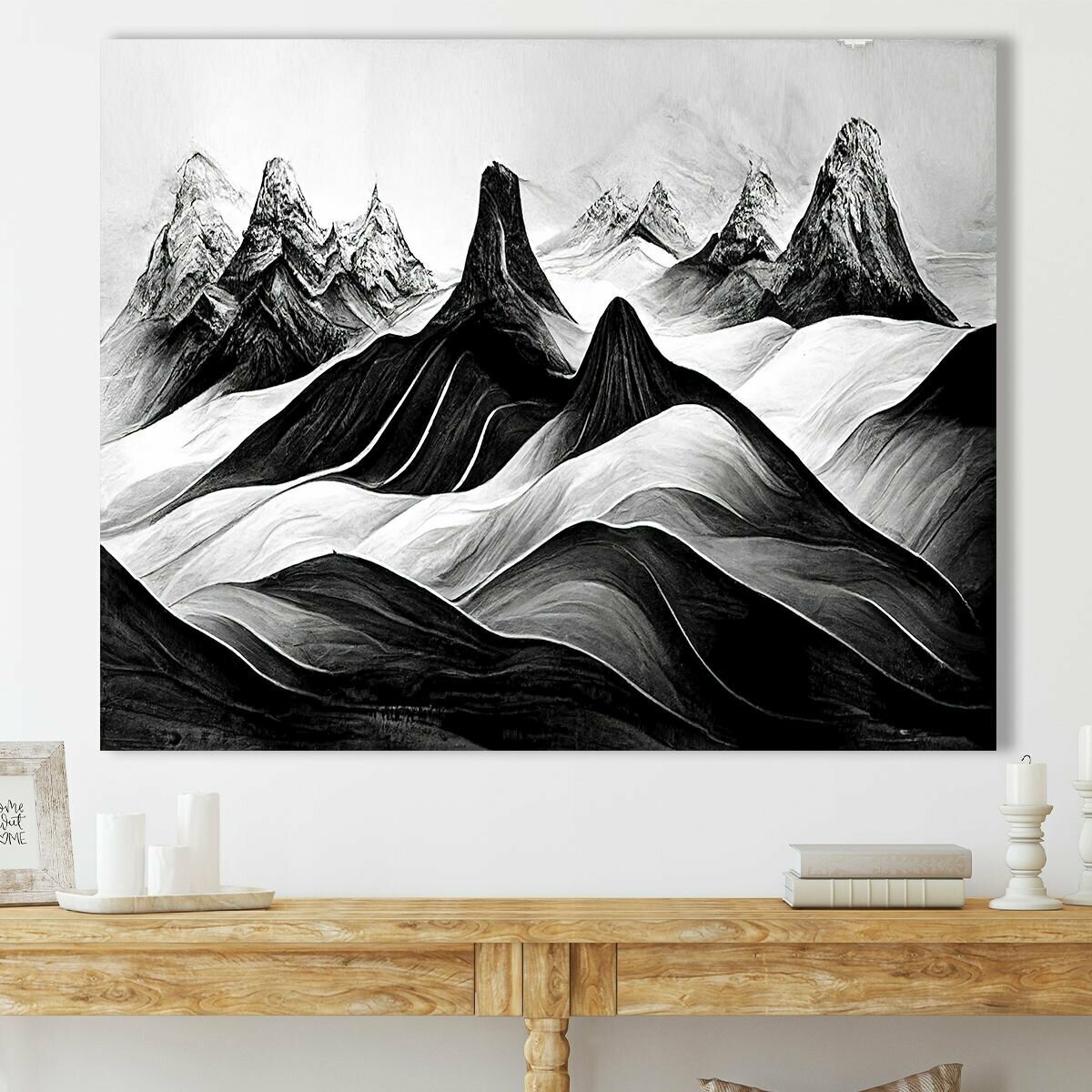 Картина для интерьера на натуральном холсте Добродаров 52х66 Абстракция / Горы К0248