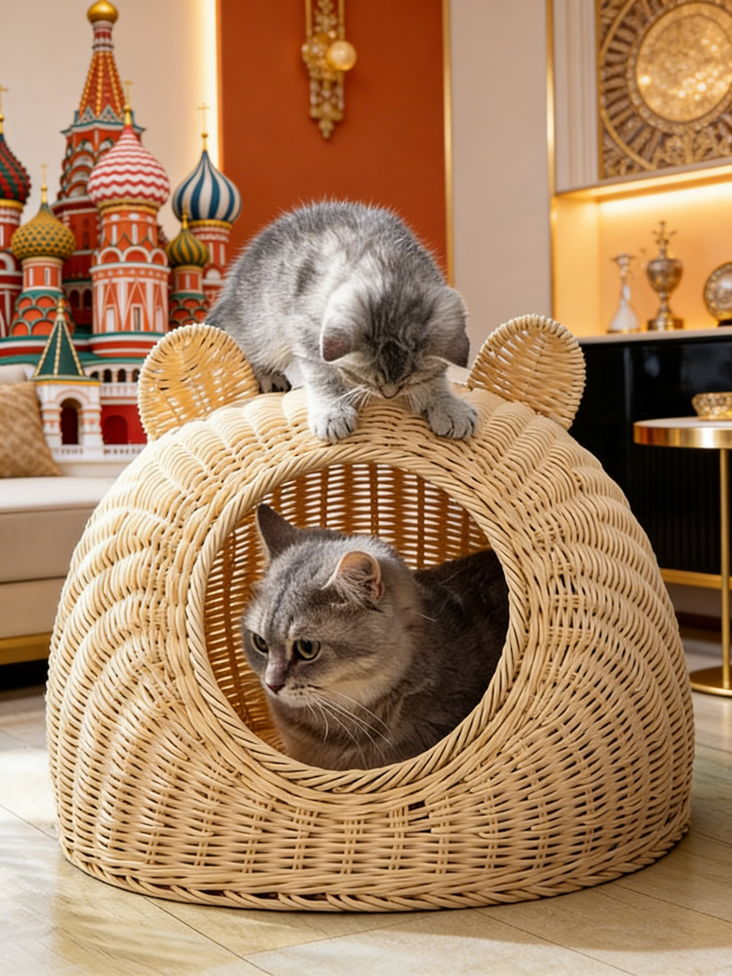 Плетёный домик для кошки