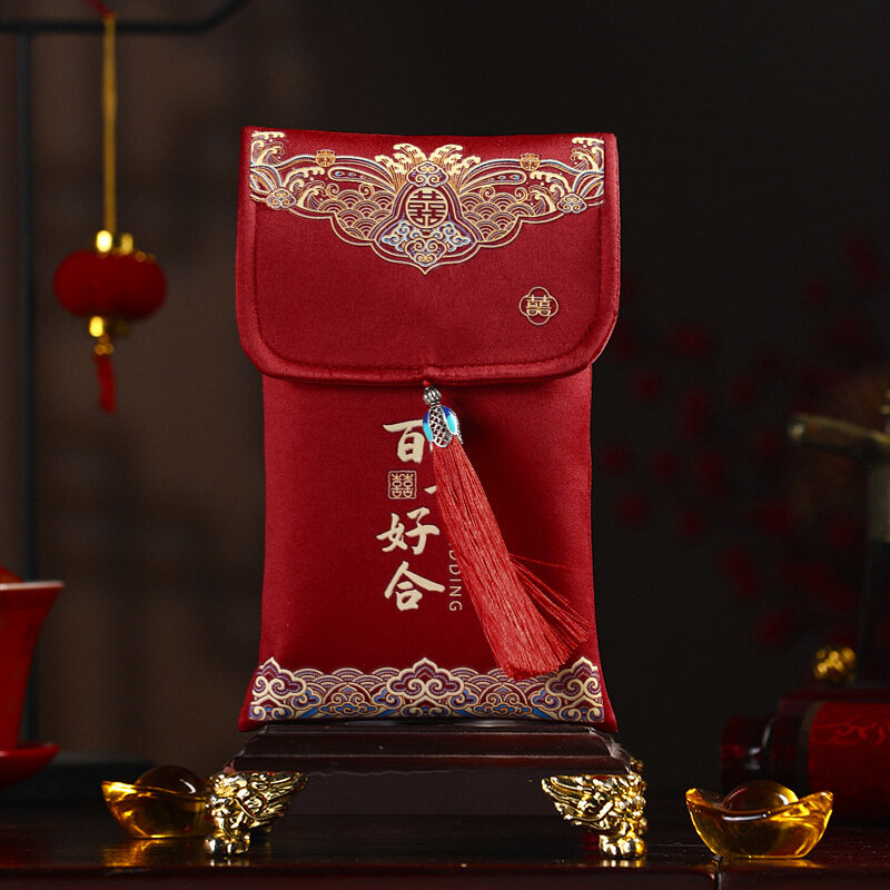 Красный конверт для свадьбы, новый стиль свадебного подарка, денежный мешок, десять тысяч юаней, персонализированный креативный универсальный тканевый красный конверт