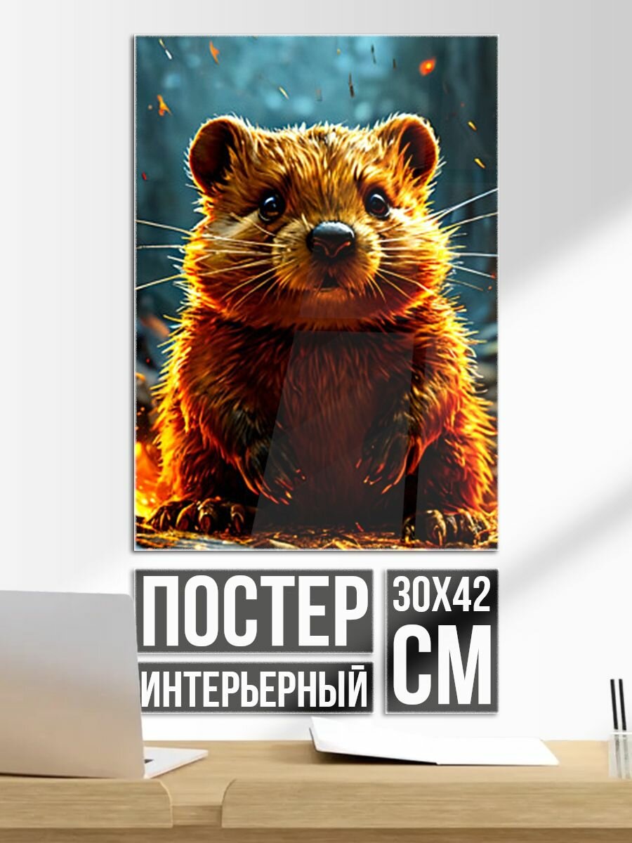 Постер на стену Бобер в огне