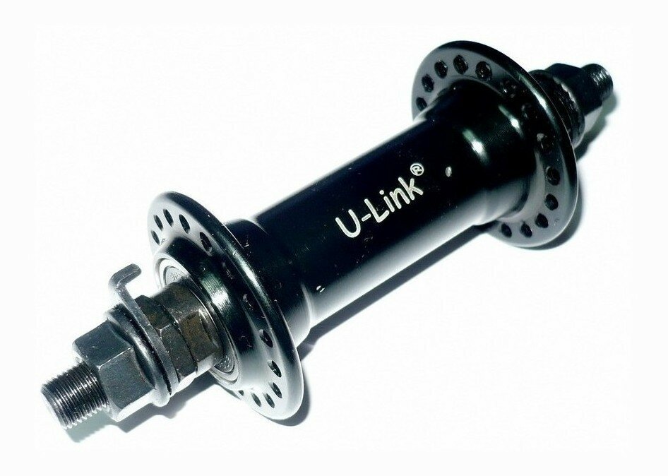 Втулка передняя U-Link GL-B01F-SB, алюминиевая, промподшипники, на гайках, на 32 спицы, OLD 100 мм, черный