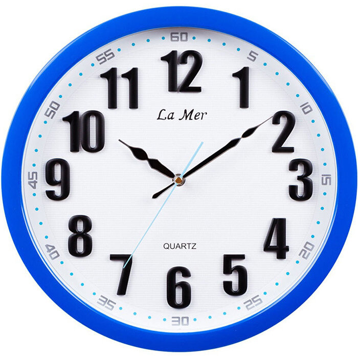 Часы настенные La Mer GD140003, бесшумные, кварцевые, плавный ход, синие.