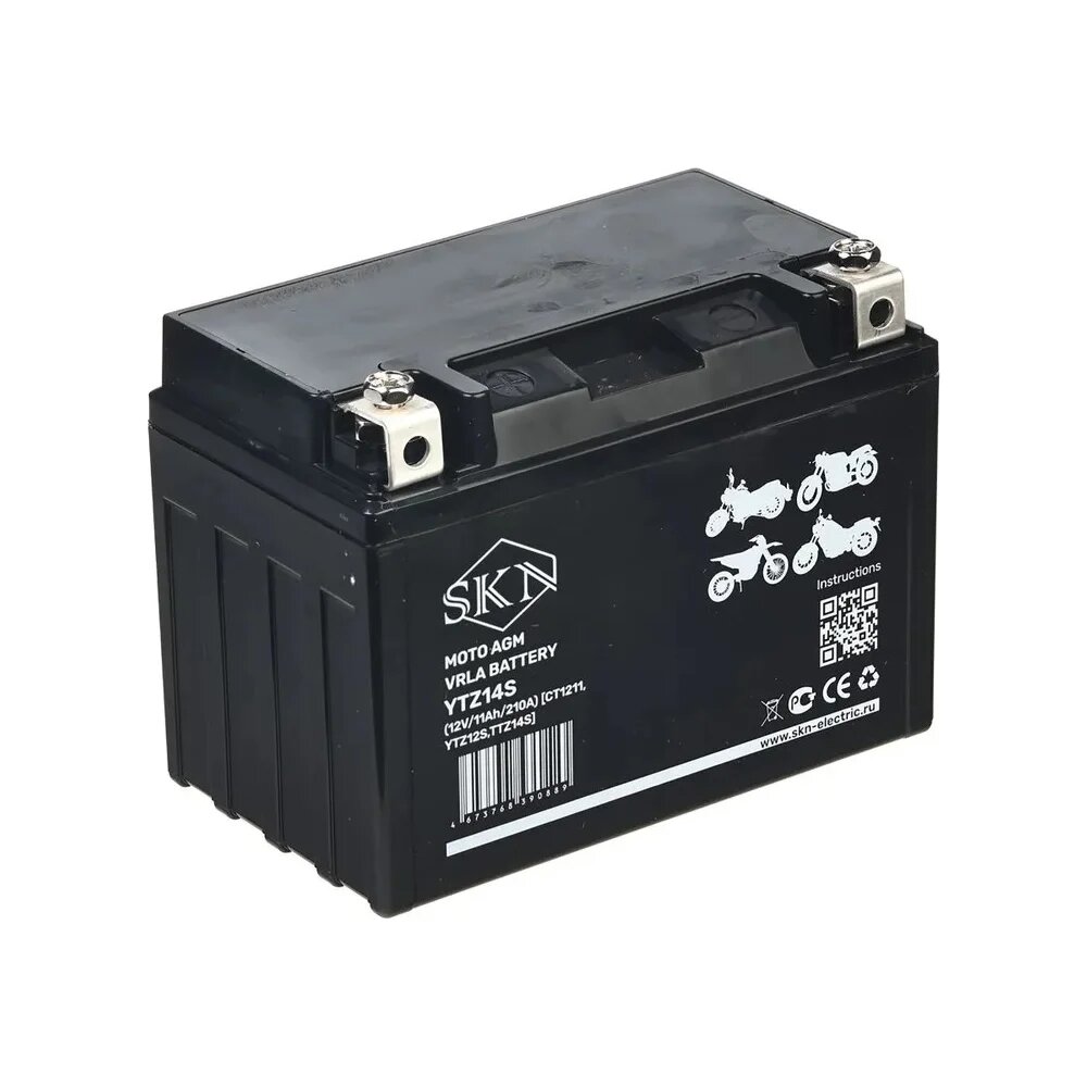 Аккумулятор стартерный для мототехники SKN YTZ14S (12V/11Ah/210A) [CT 1211, YTZ12S, TTZ14S] 025284
