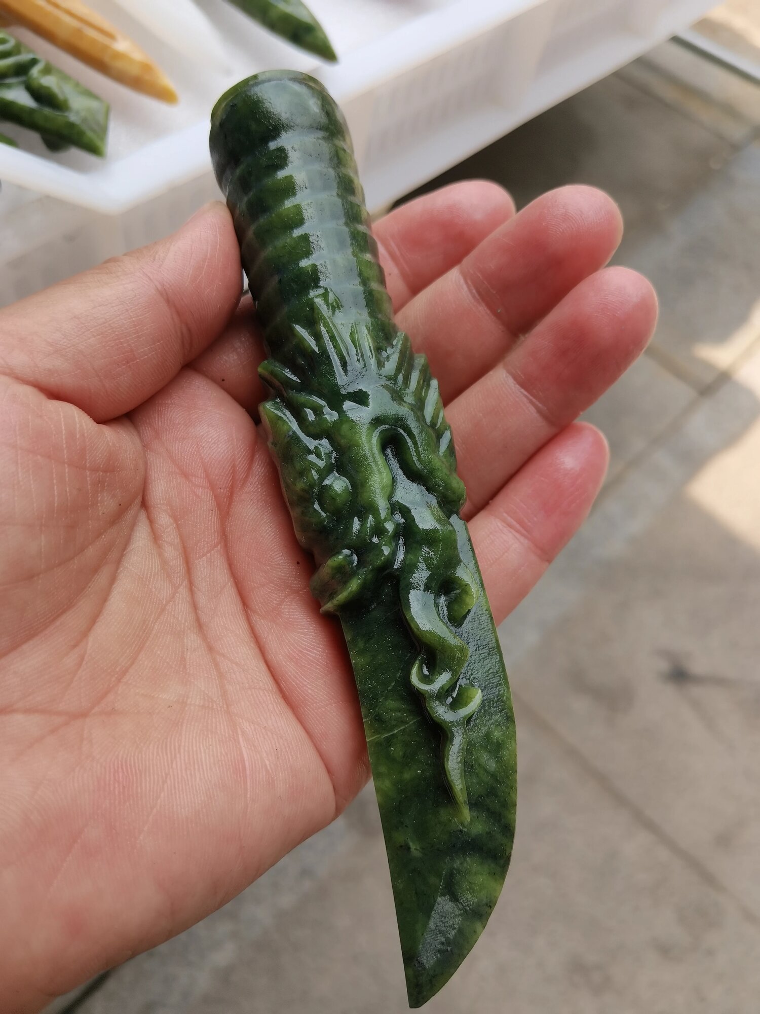 Натуральный нефритовый кинжал MIRONGSJ 15 см 2