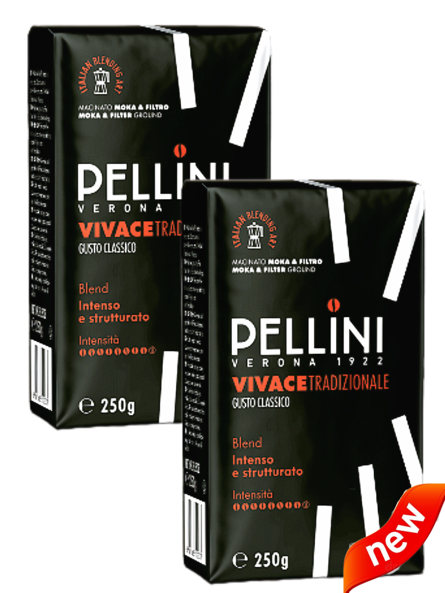 Pellini Vivace Tradizionale Gusto Classico Кофе молотый 250 г вакуумная упаковка 2 штуки