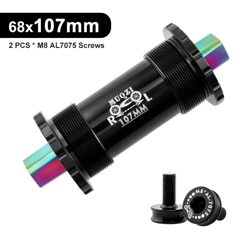 Керамический подшипник, нижний кронштейн для велосипеда BT-68 68*103-122 мм, титановый шпиндель Черный, 107mm Black