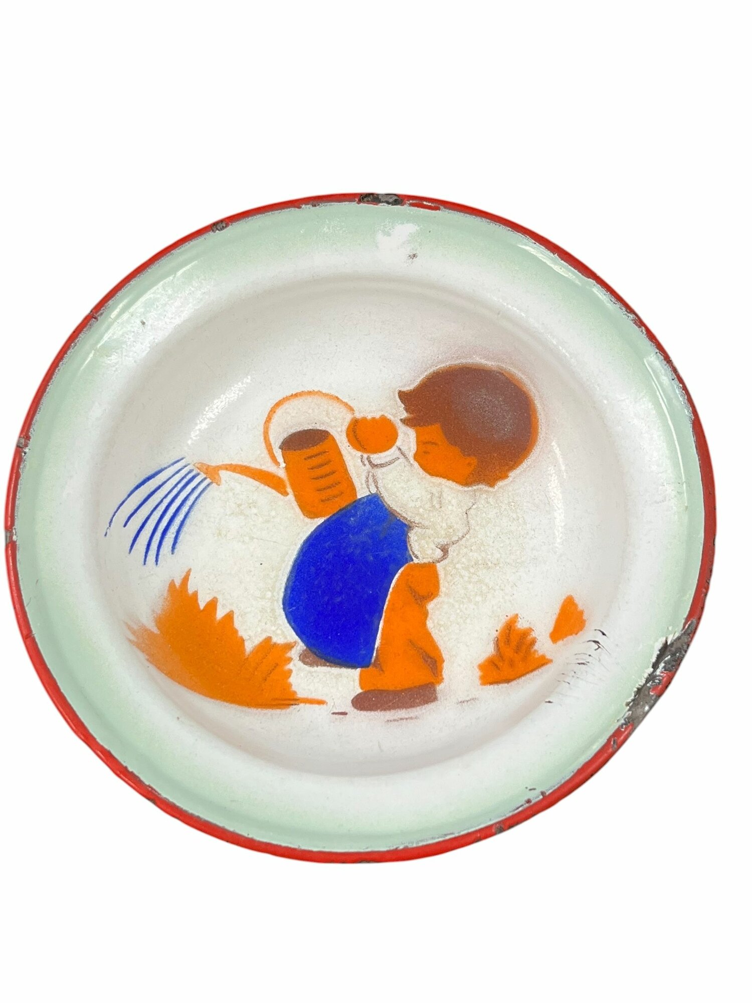 Советская винтажная тарелка эмалированная, клеймо, сделано в СССР.