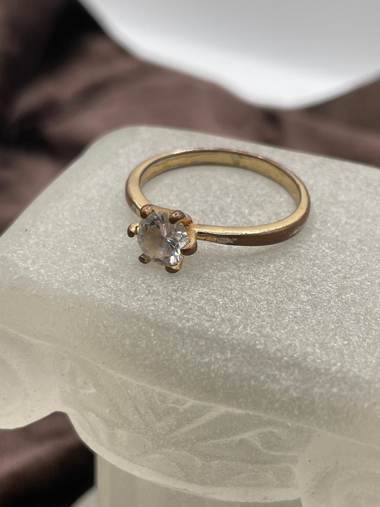 Винтажное кольцо, позолоченное, размер 16