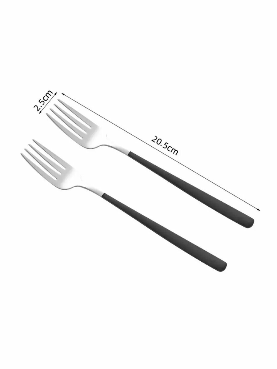 Вилка столовая из стали 304-черное серебро, 20.5 см