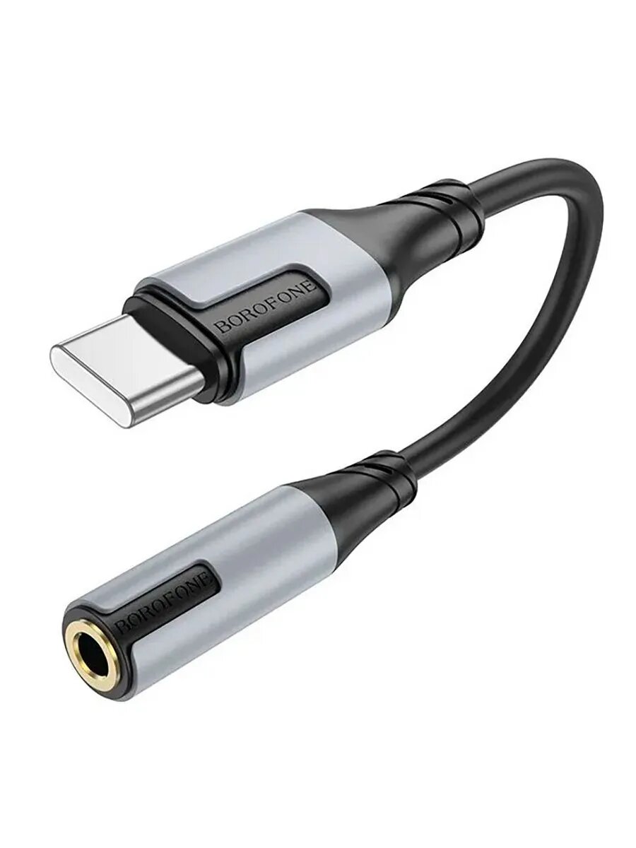 Аудио-переходник Borofone BV19 Type-C to 3.5 Jack AUX, черный / кабель аудио-конвертер для наушников смартфона или ПК