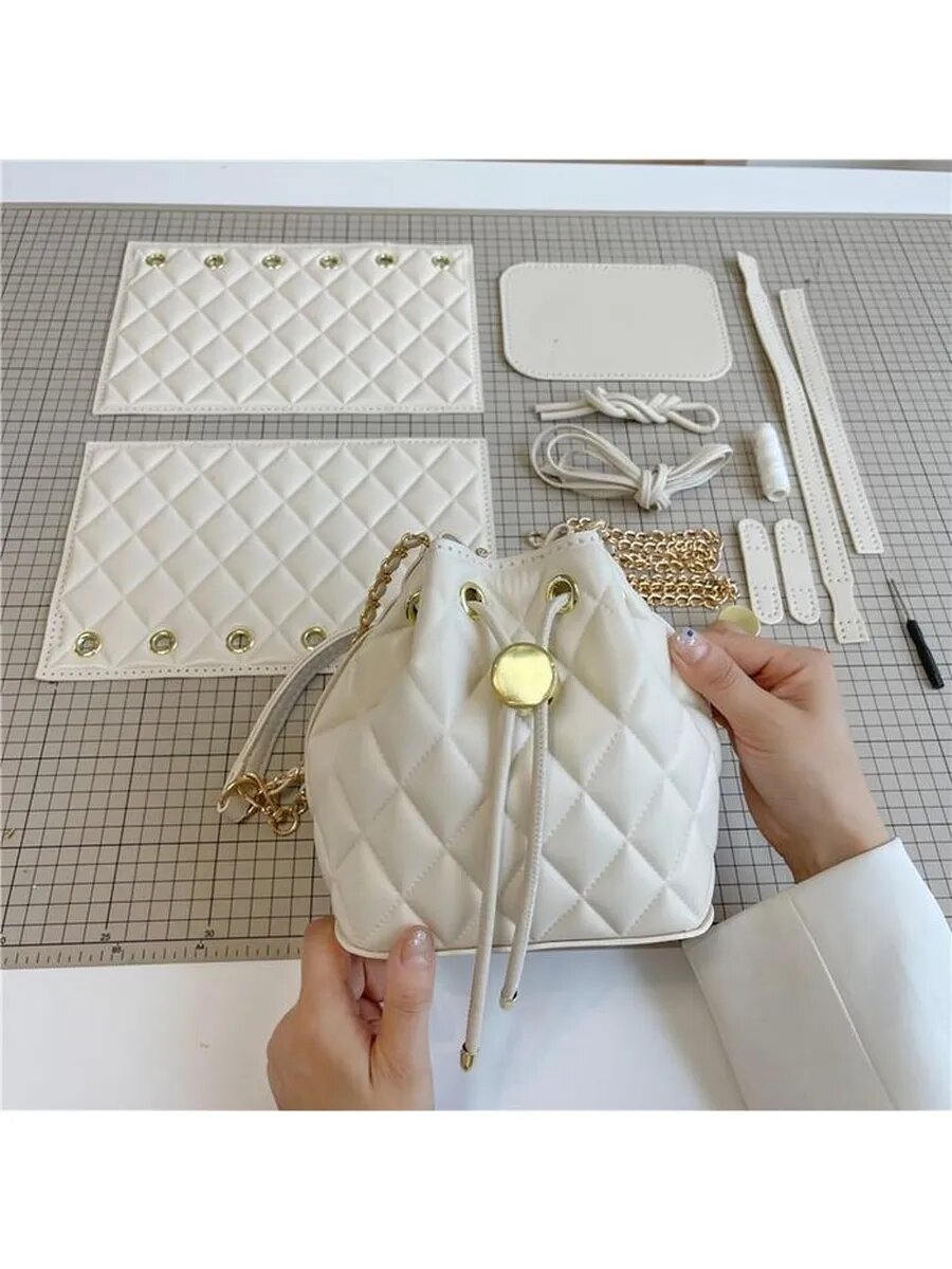 Набор для рукоделия-белый, сумка-ведро макраме, ПУ