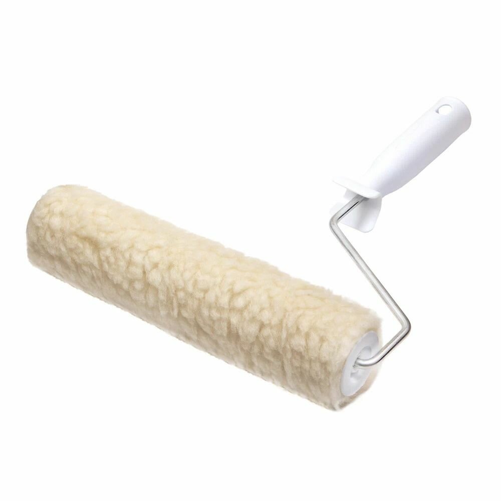Валик натуральный мех 250 мм стержень 6 мм d42 мм ворс 12 мм для алкидной основы с ручкой Hesler